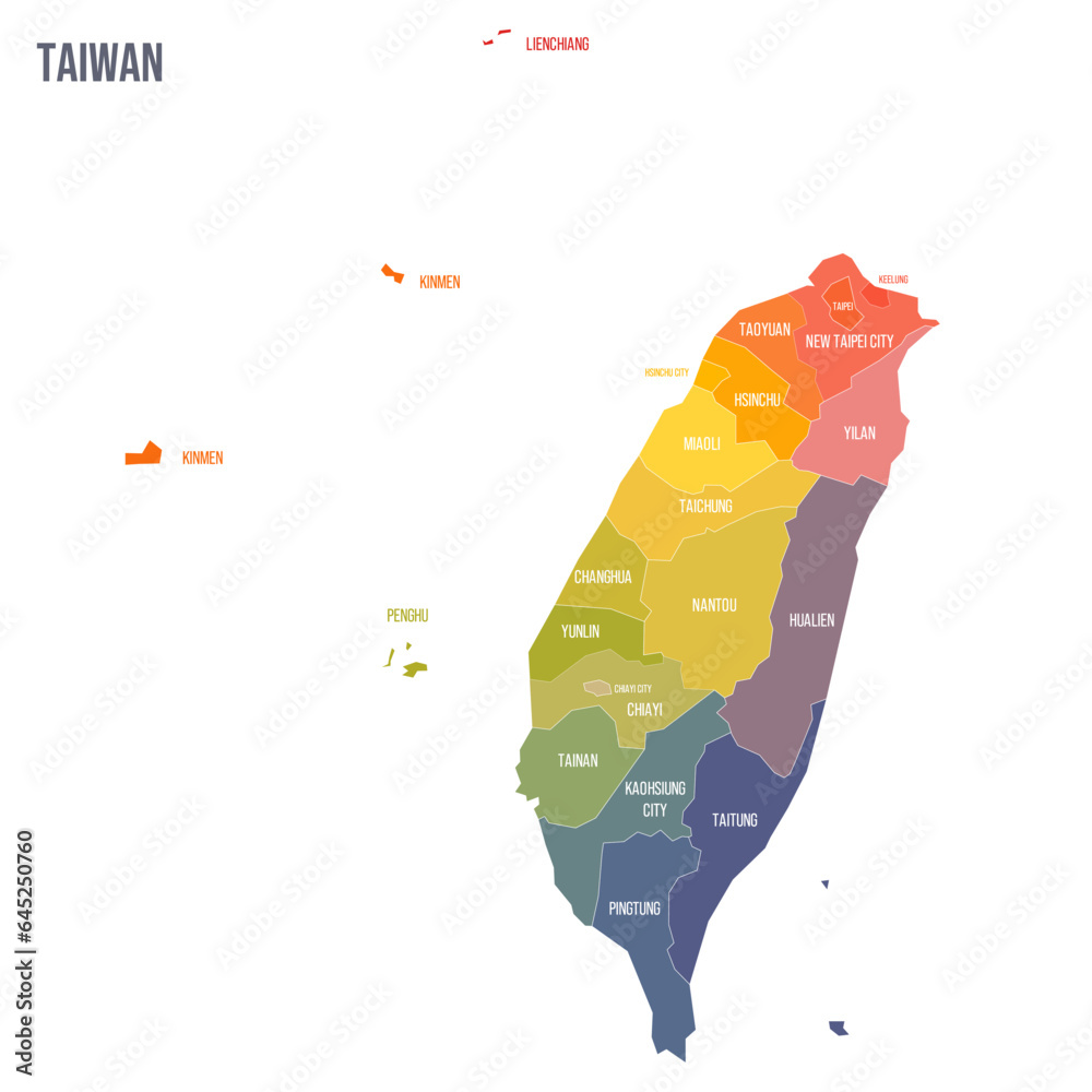 Image vectorielle Stock Taiwan political map of administrative ...