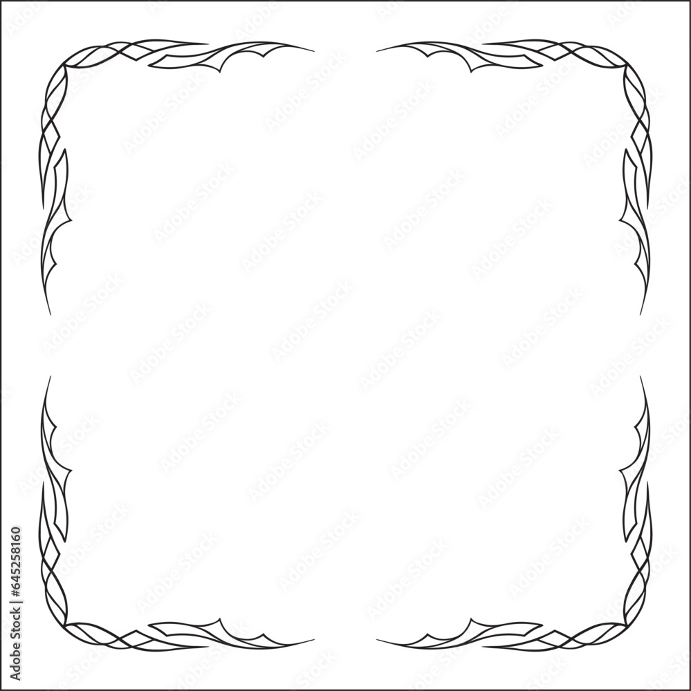 Elegant pointy black and white monochrome ornamental border for ...