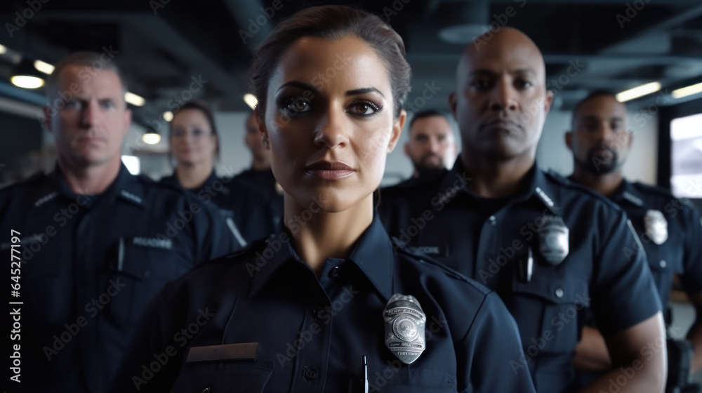 United in Service: Police Officer Team Poses Together in the Police ...