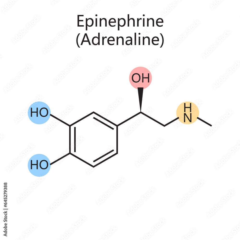 Chemical organic formula of epinephrine adrenaline diagram schematic ...