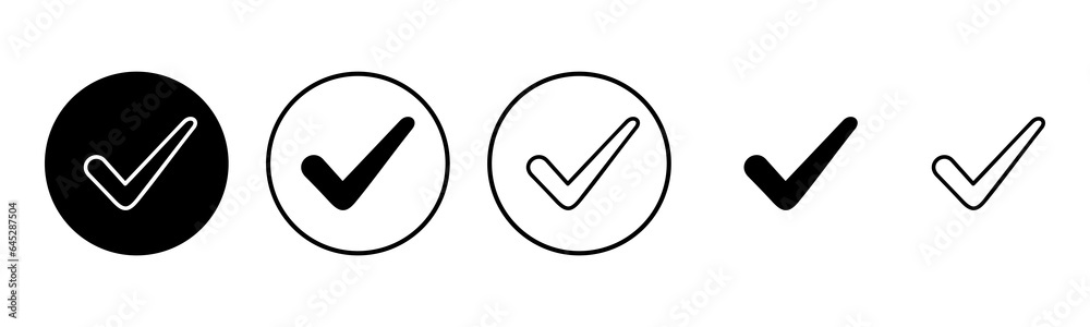 Check mark icon set illustration. Tick mark sign and symbol Stock ...