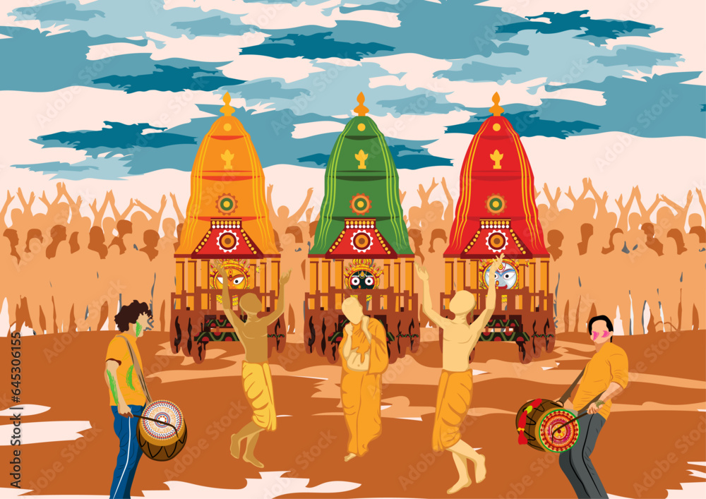 Vector illustration of Rath yatra festival, Lord Jagannath Puri Odisha ...