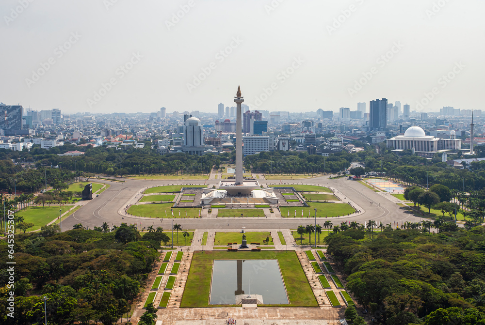Beautiful view of National Monument (Monas), the most famous monument ...
