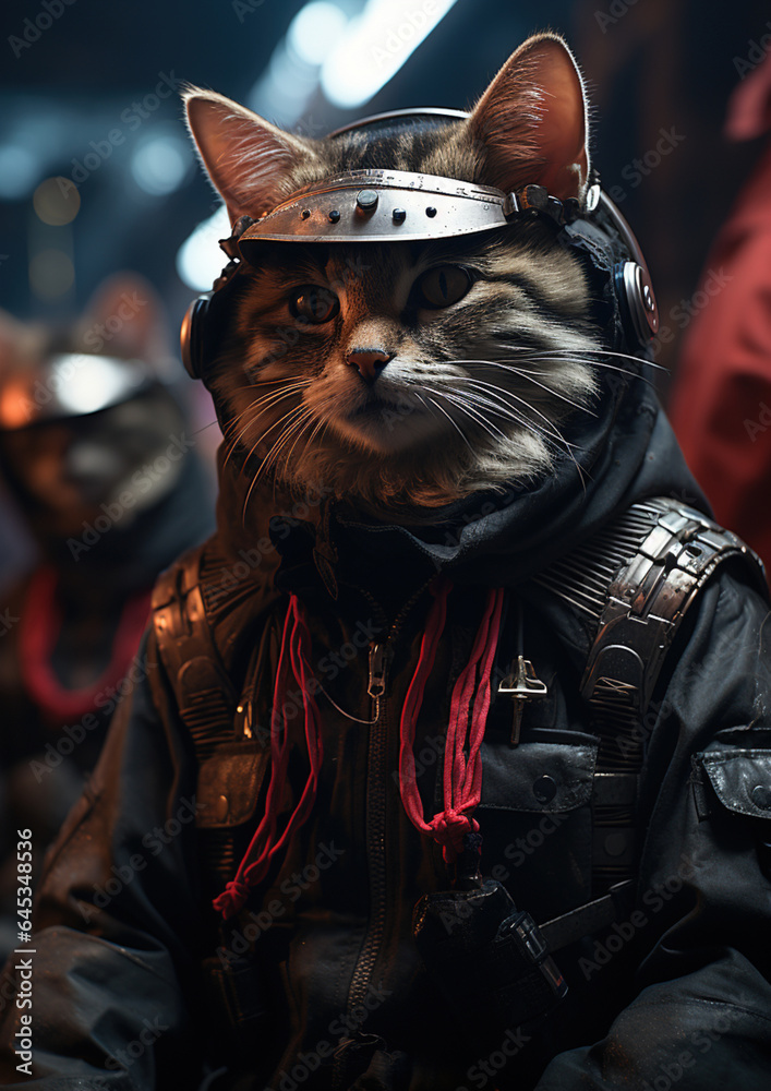 Cyberpunk Street Cat Gangs in Techwear on the Prowl of Futuristic Neon ...