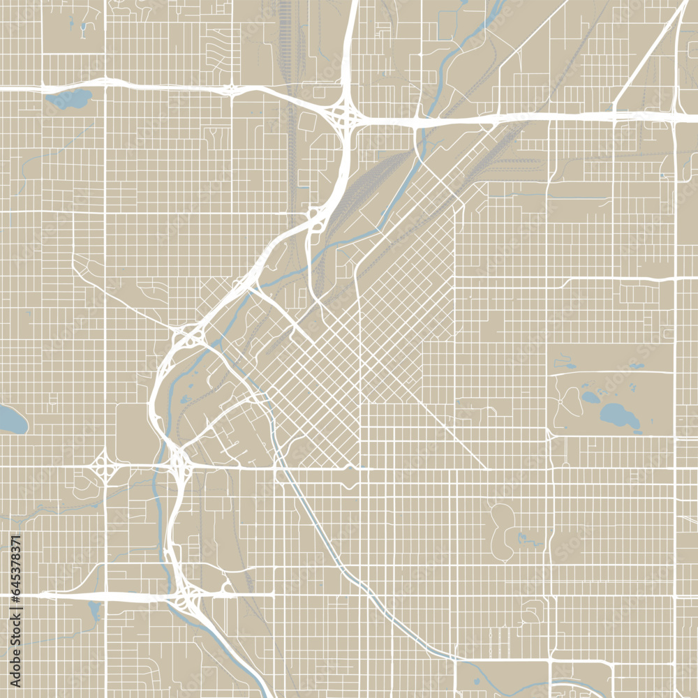 Detailed map of Denver city, United States. Municipal administrative ...