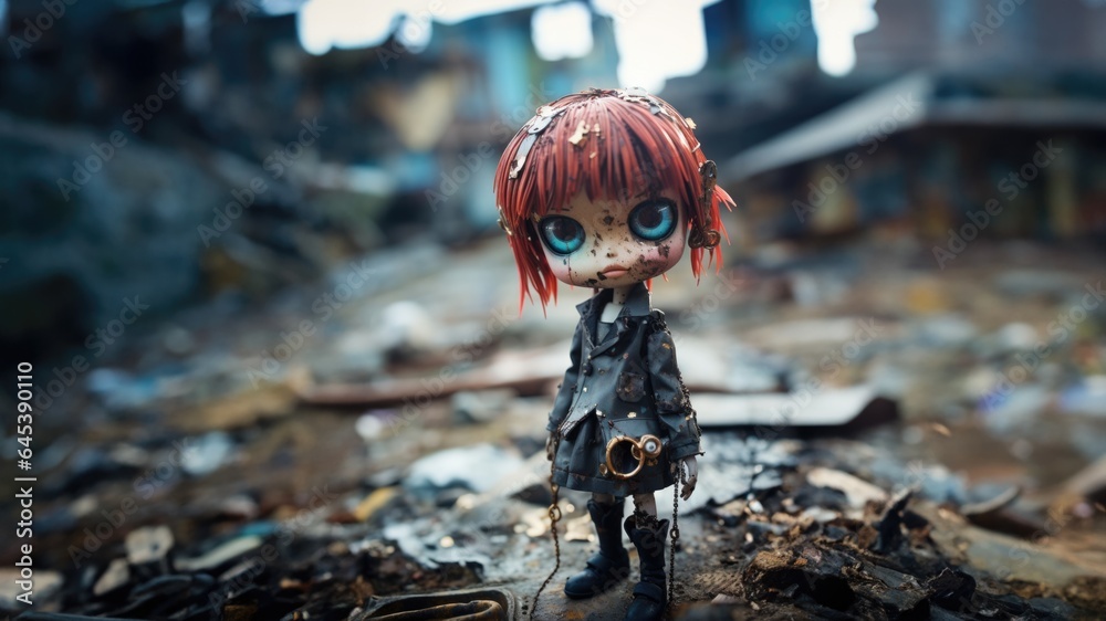 Unusual toy doll with gorgeous vivid red ginger hair that fell into ...