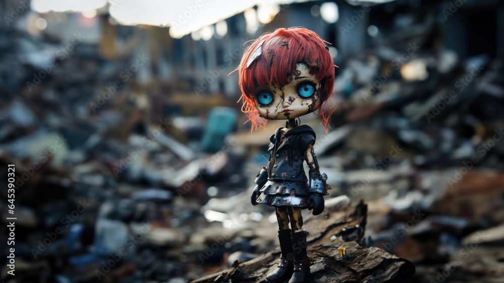 Unusual toy doll with gorgeous vivid red ginger hair that fell into ...