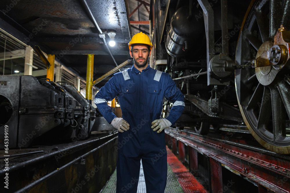 engineering women in safety uniform operating machine at factory ...
