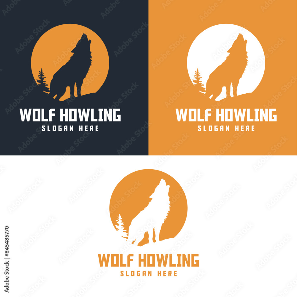 Minimalist Howling Wolf Mascot Logo. Unique Silhouette Logo Template ...
