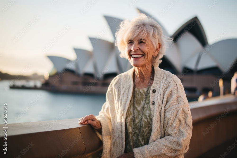 Lifestyle portrait photography of a pleased woman in her 60s that is ...