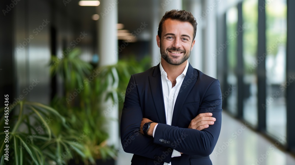 Happy male executive company owner corporate manager leader in office ...