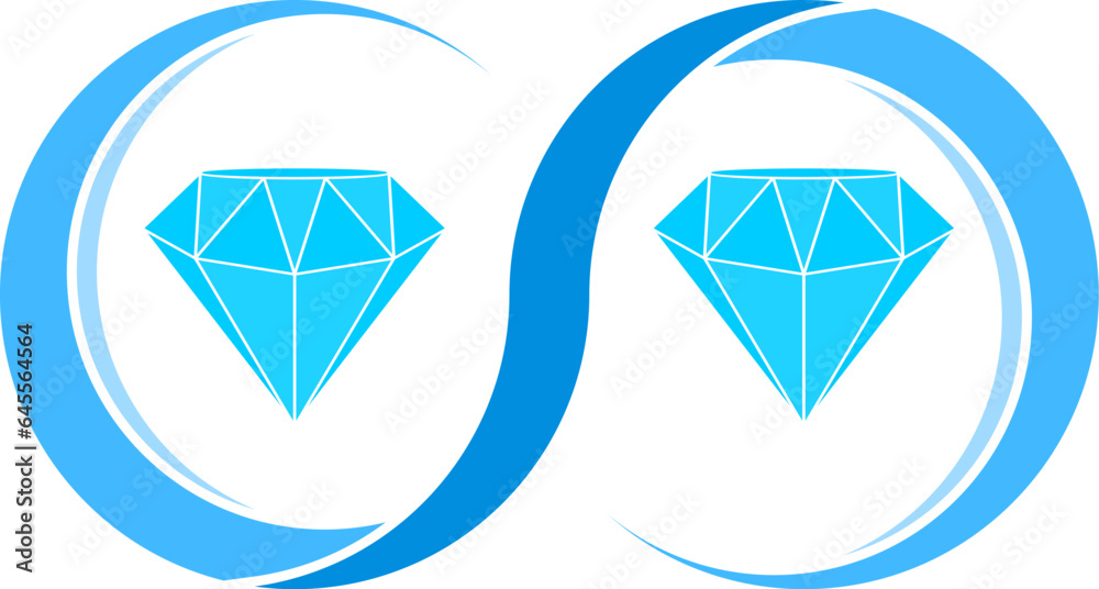 Infinity with two diamond inside Stock Vector | Adobe Stock