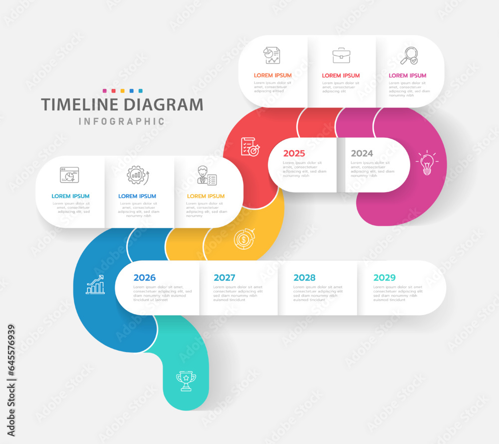 Infographic template for business. 5-6 Steps Modern Timeline diagram ...