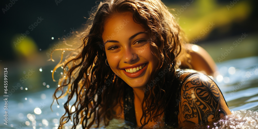 Vibrant capture of a joyful Maori teenager diving into New Zealand's ...