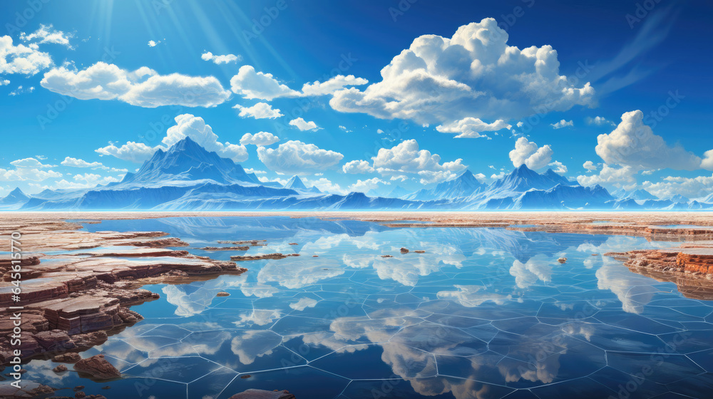 A hyper-realistic fantasy world with sparkling and cracking ground ...