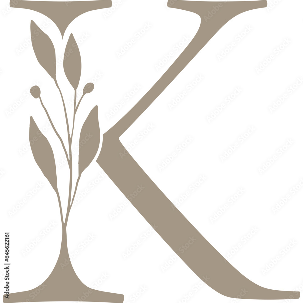 Botanical Letter K Stock Vector | Adobe Stock