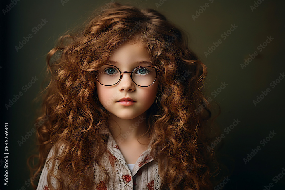 Generative AI portrait of cute little red hair girl overjoyed smiling ...