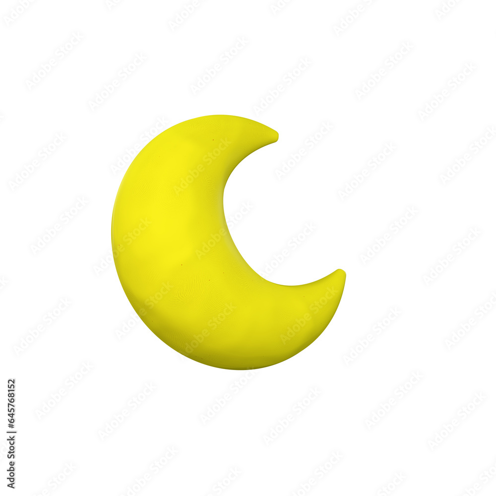 3d illustration. cartoon moon icon, Modern trendy design in plasticine ...