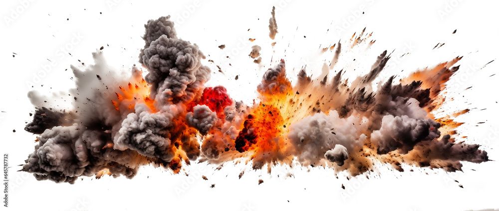 Explosion border, bomb Explosion, destruction. Isolated on Transparent ...