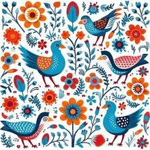 Folk Art Bird Patchwork Quilt Free Stock Photo - Public Domain Pictures