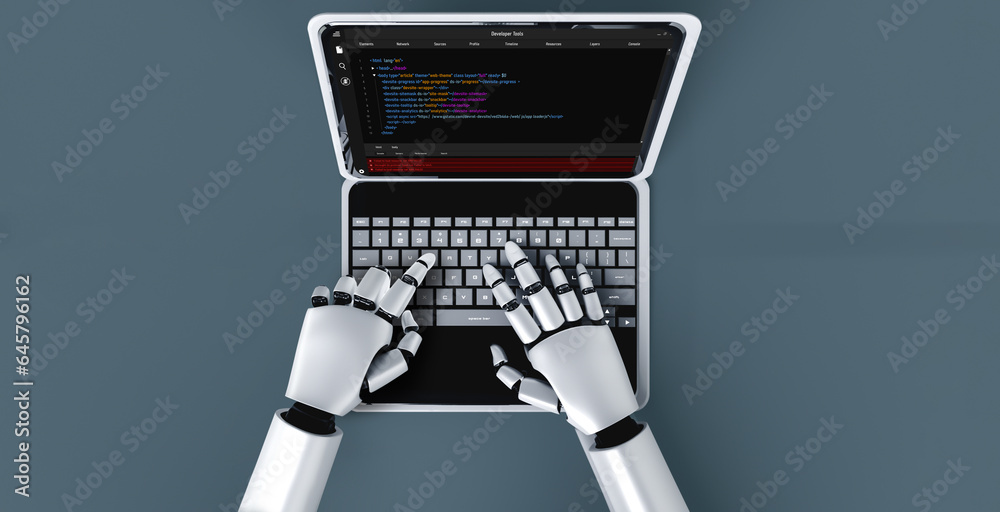 AI robot with artificial intelligence using modish computer software by machine learning system ...