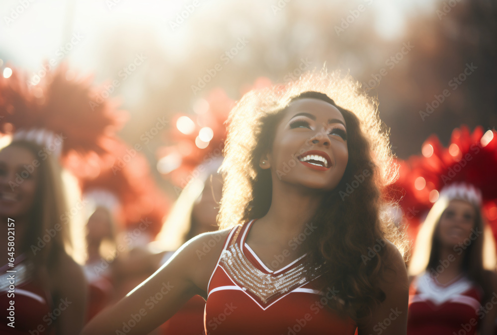 Energetic Young Cheerleaders in Action, Spirited Cheerleading Team ...