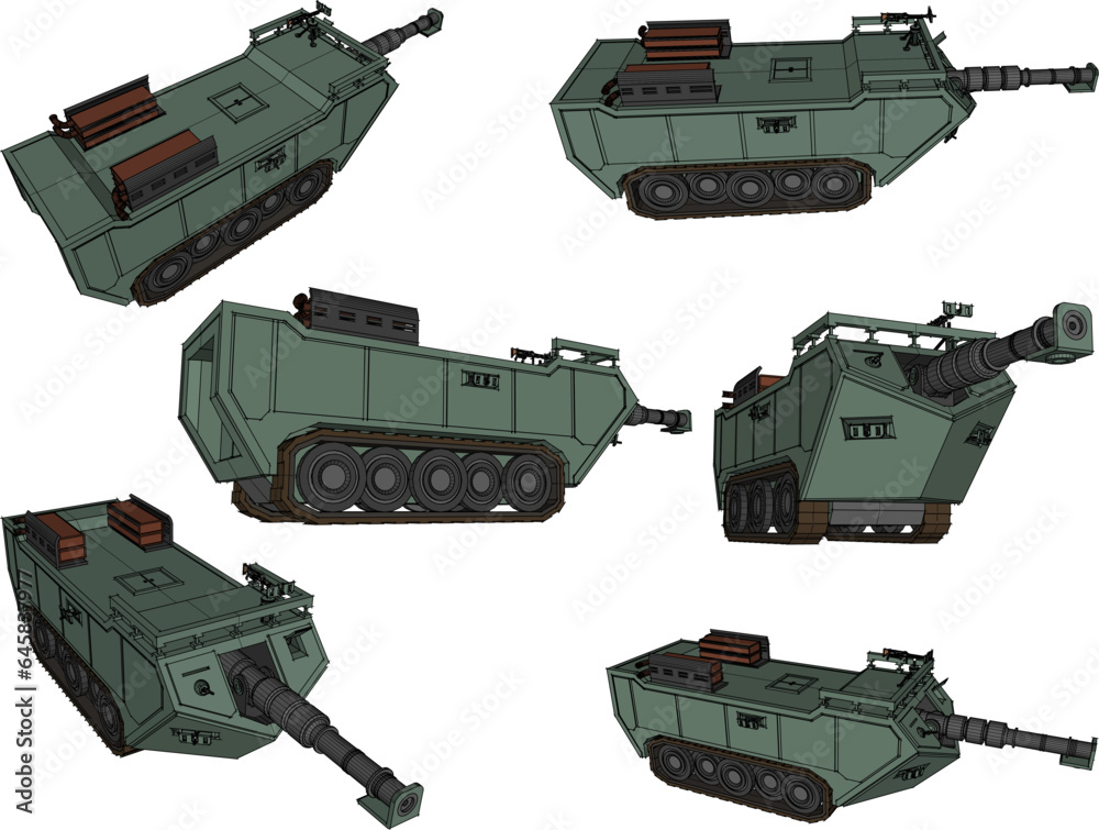 Vetor Vector sketch illustration of tank fighting vehicle design for ...