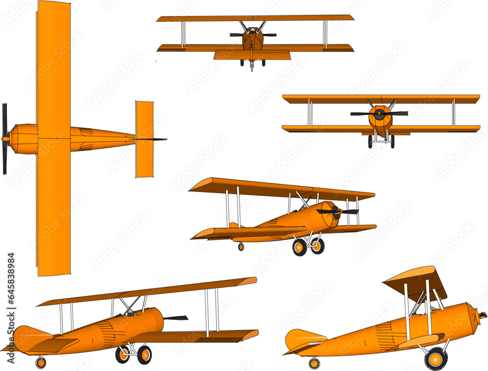Vector sketch illustration of vintage old classic airplane design Stock ...