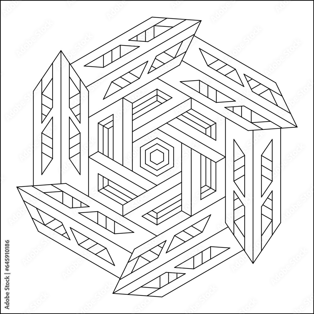Easy Coloring Pages for Adults. Coloring Page of geometric abstract ...