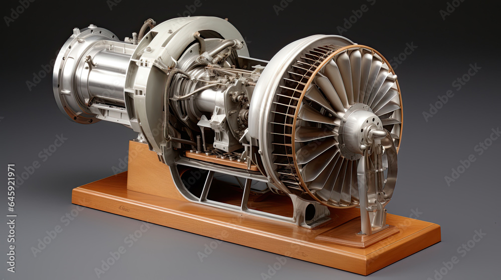 Model of turbine engine with longitudinal section for studying ...