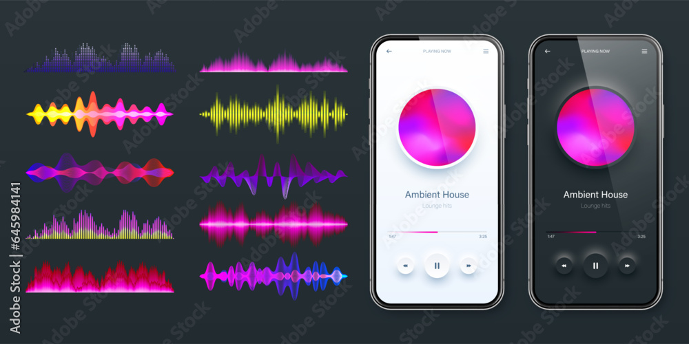 Online audio player user interface, smartphone app UI design. Music ...