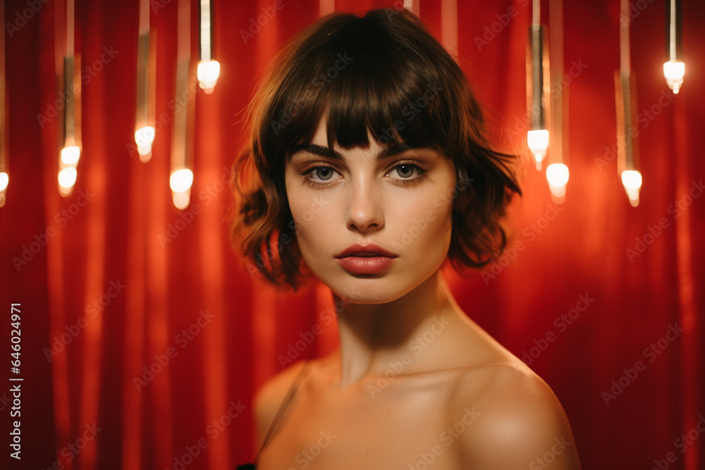 Portrait of a young woman model in 1980's Miami or similar east coast ...