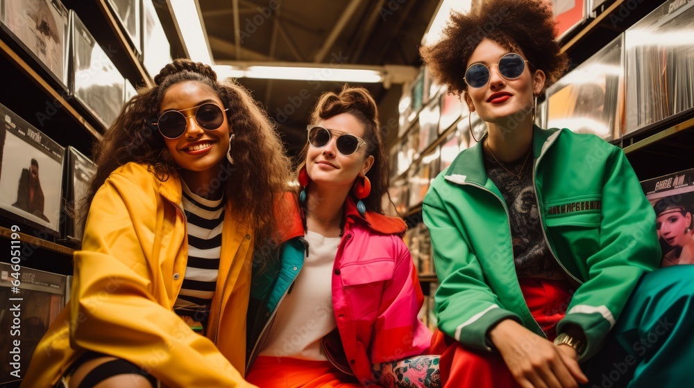 Diverse Retro fashion enthusiast group of people in a 90s and 200s ...