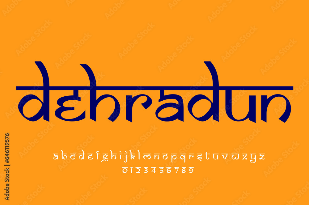 Indian City dehradun text design. Indian style Latin font design ...