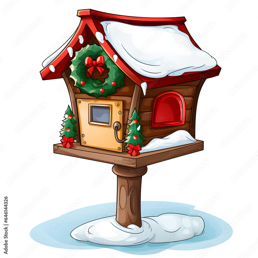 Cartoon clipart of a North Pole mailbox for letters to Santa ...