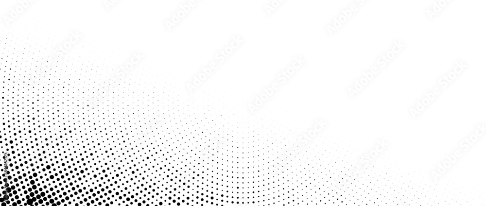 Faded halftone corner texture. Gradient pattern background. Abstract dotted pop art radial ...