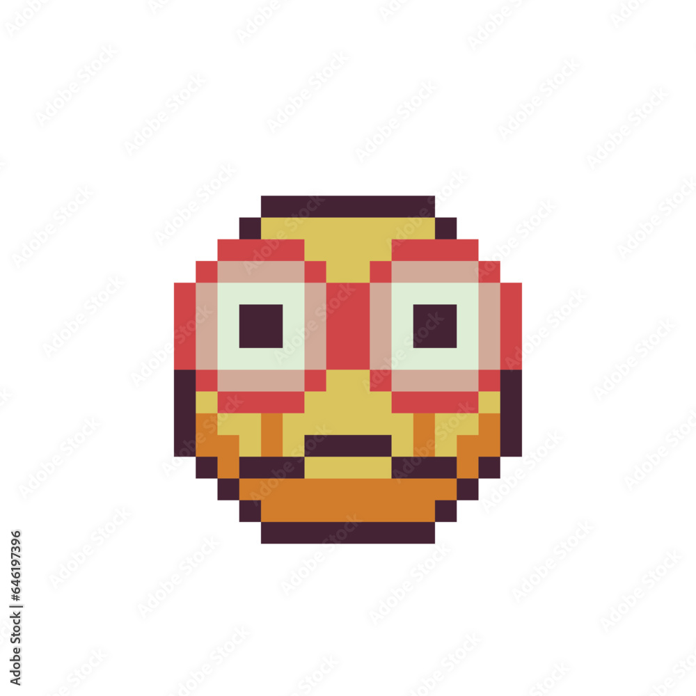 Face with big eyes bulging in surprise and horror, emoticon, pixel art ...