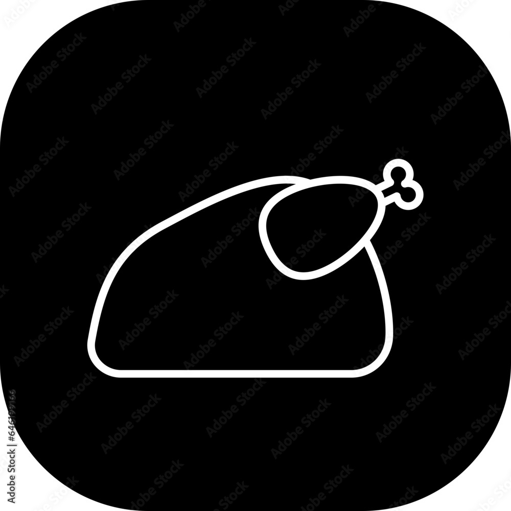 Chicken food and drink icon with black filled outline style. chicken ...