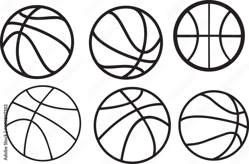 Line art of basketball icons vector art Stock Vector | Adobe Stock