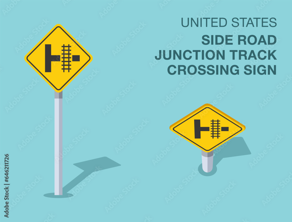 Traffic regulation rules. Isolated United States side road junction ...