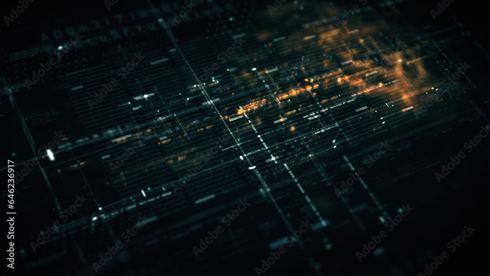 Advanced data matrix simulation UI with cutting-edge digital environment with a dynamic and ...