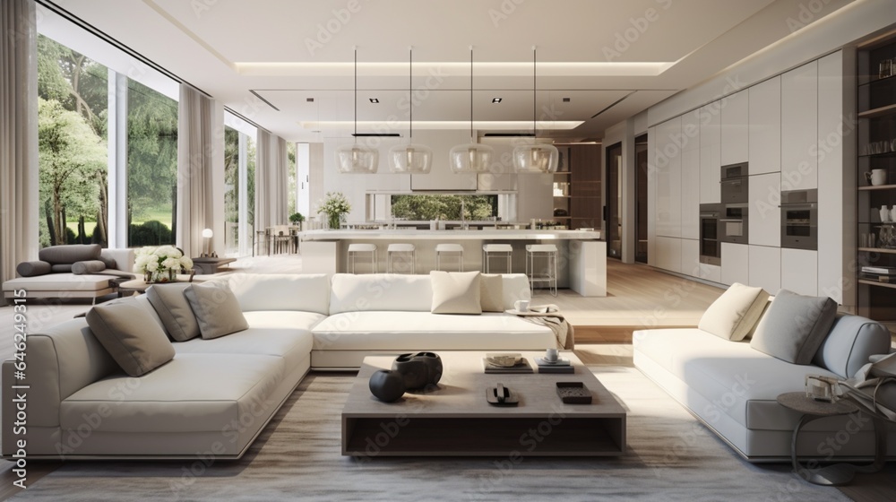 This open-plan interior seamlessly combines a luxuriously appointed ...