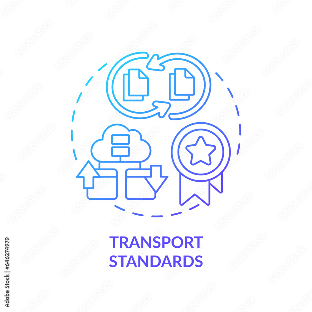 2D gradient blue icon transport standards concept, isolated vector, health interoperability ...