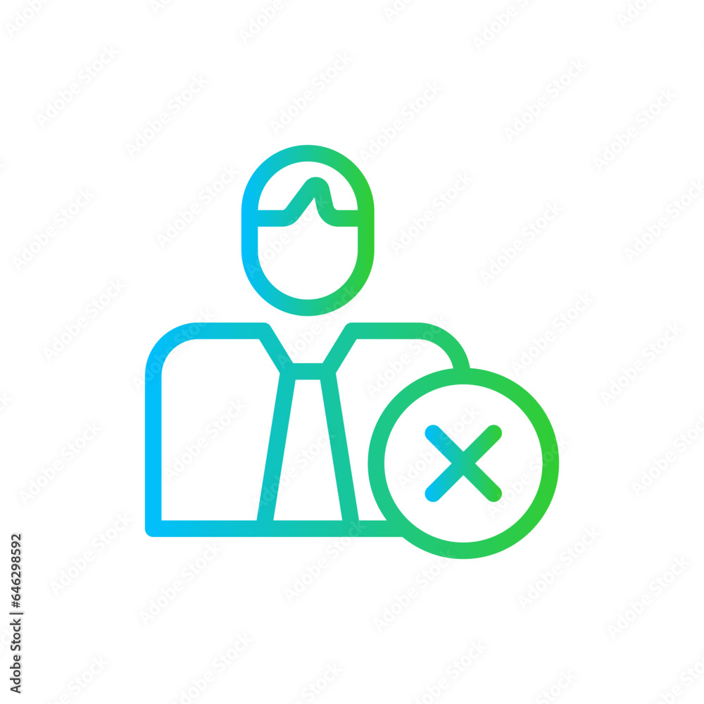 Rejected candidate human resources icon with blue and green gradient ...