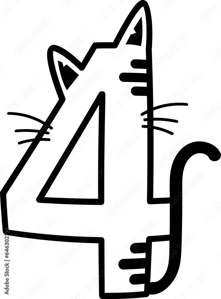 cat numbering line ornament animal font svg Stock Vector | Adobe Stock