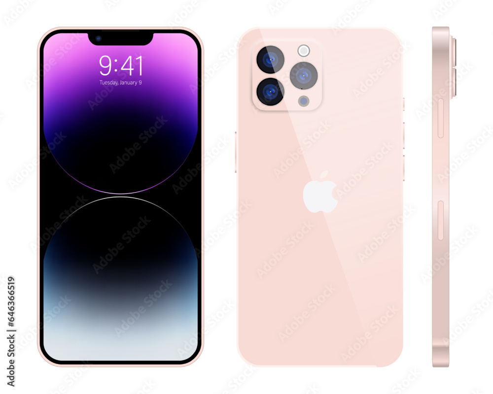 New iPhone 15 pro, pro max Deep pink color by Apple Inc. Mock-up screen ...