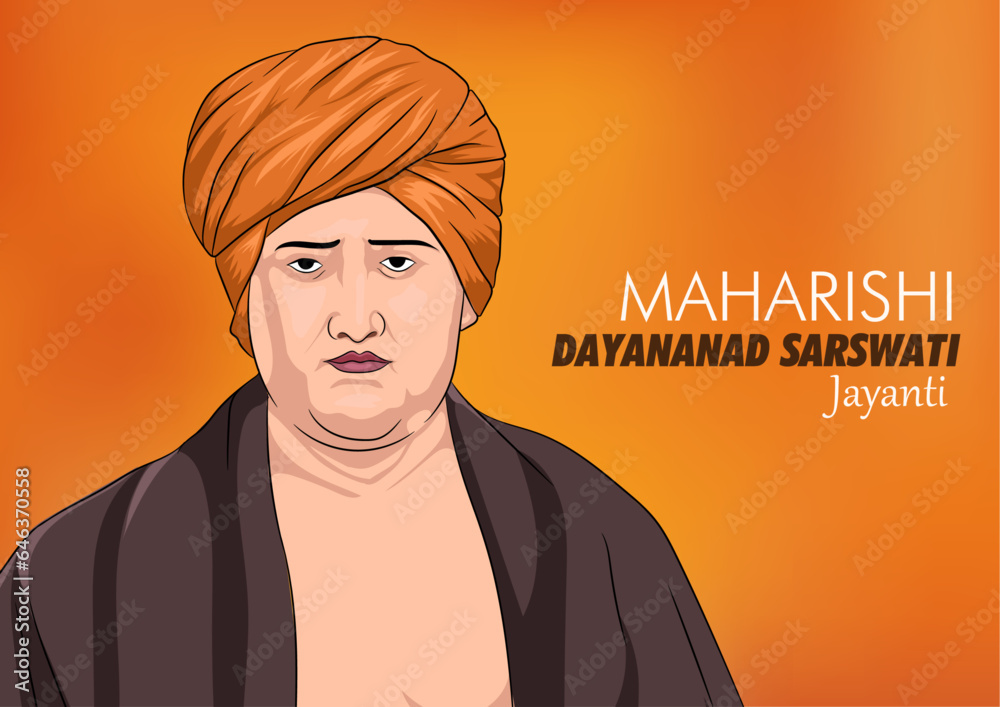 Vector illustration poster of Maharshi Dayanand Saraswati jayanti ...