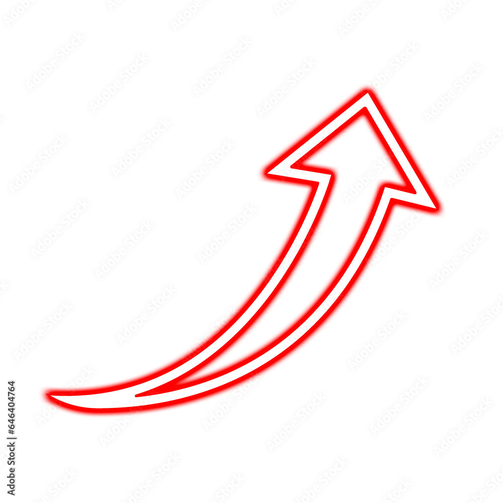 Neon red arrow pointer on a transparent background. Red symbol of all ...