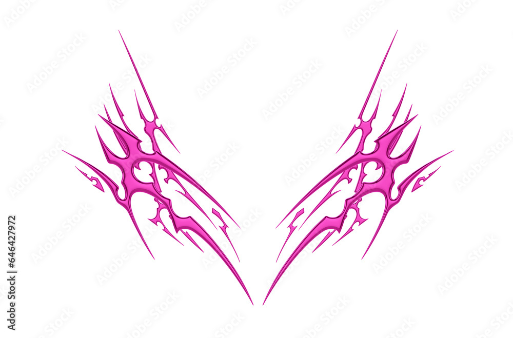 Succubus womb tattoo. Demon sigil, 3D pink metal in tribal style ...