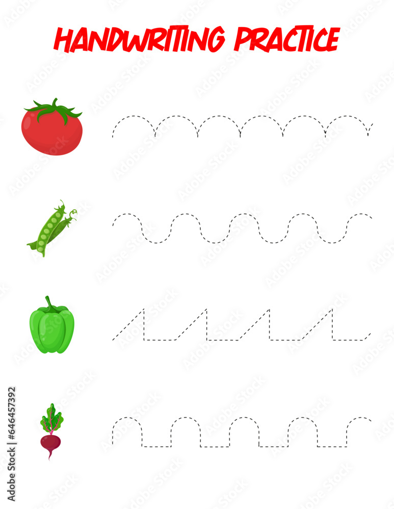 Tracing lines. Handwriting practice for children.Practicing fine motor ...